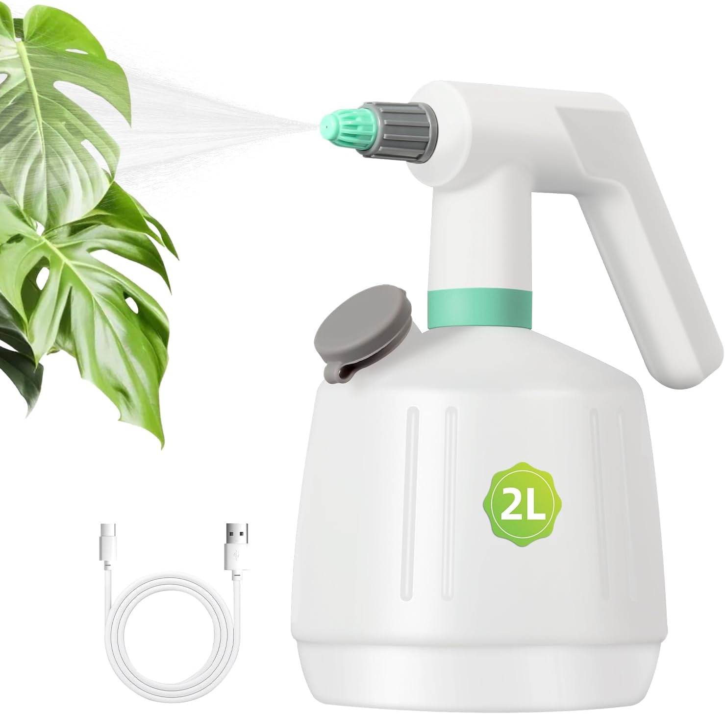 Cordless Electric Sprayer - 2L Rechargeable Spray Bottle, Lightweight ...