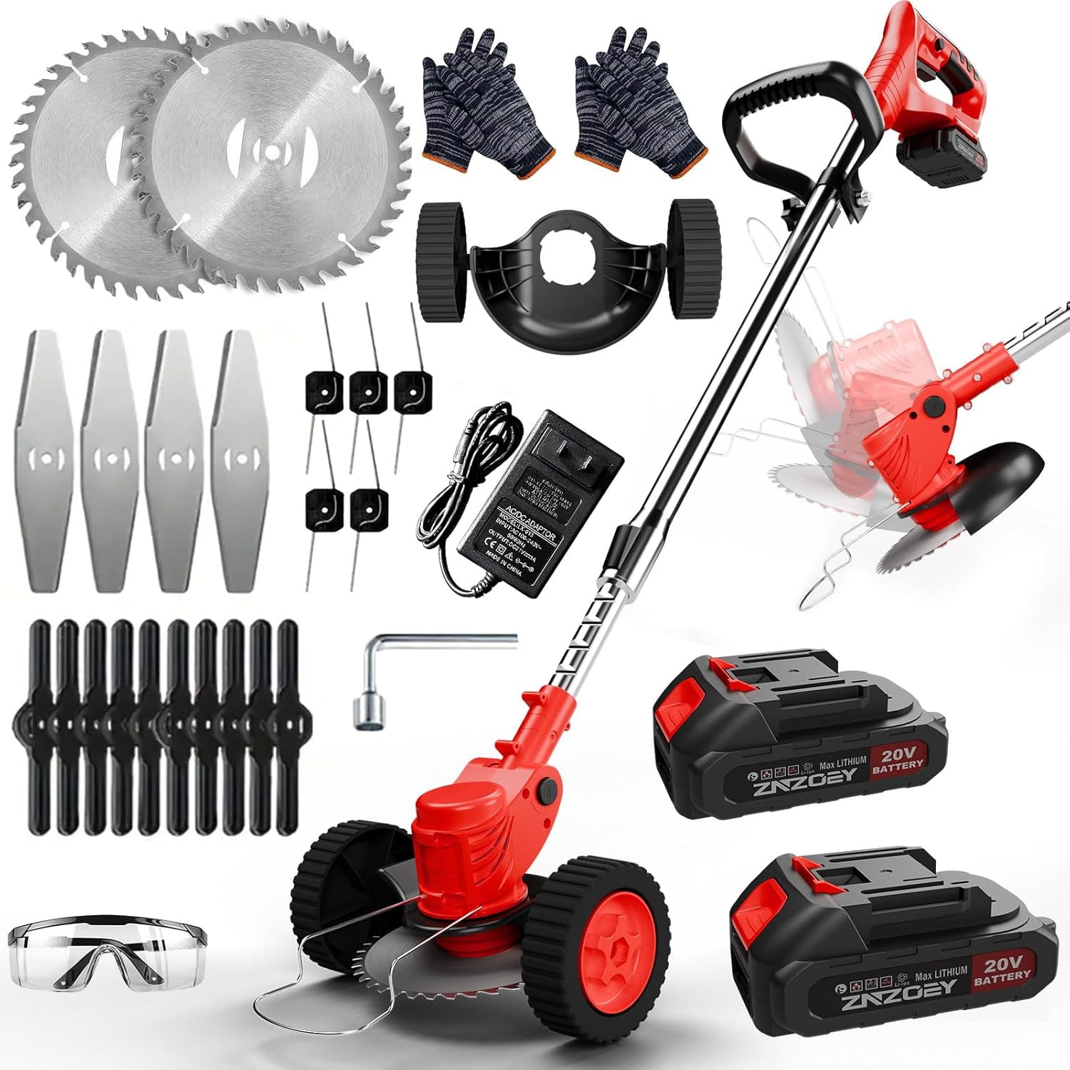 Cordless Electric String Trimmers Portable Cordless Weed Eater with 2 ...