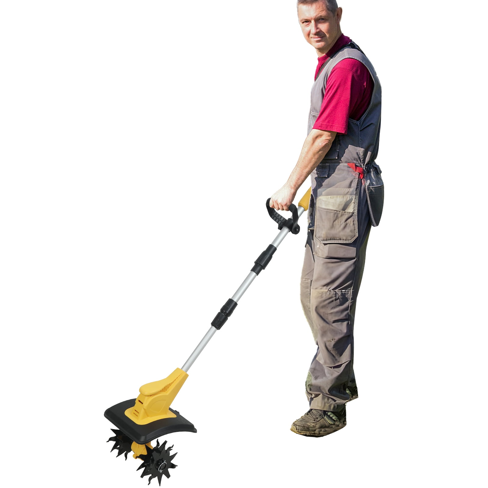 Cordless Electric Tiller Cultivator 21V, 9" Tilling Width & 6.3" Depth ...