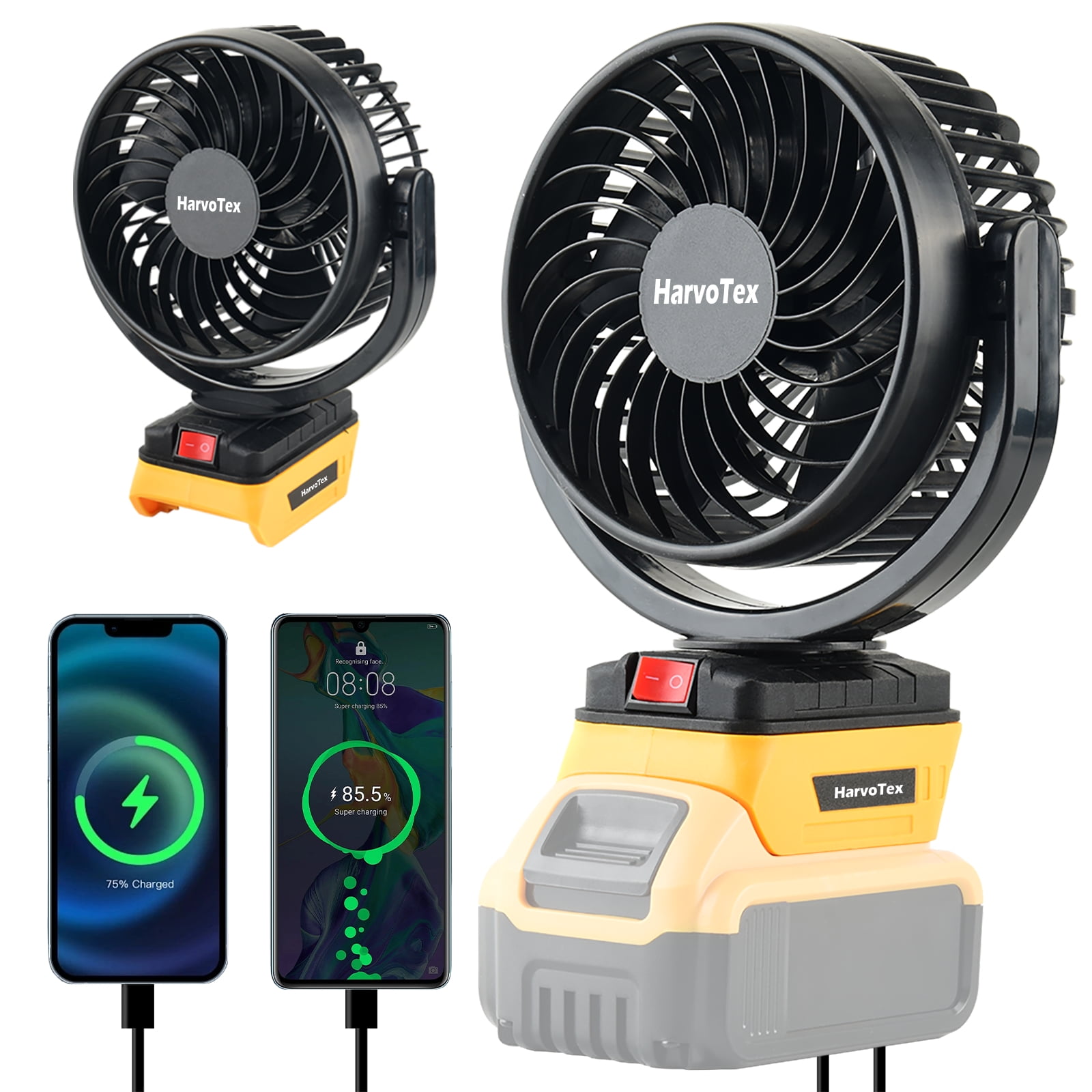 Cordless Fan For Dewalt 20V Battery Powered 360° Roating Fan Brushless ...