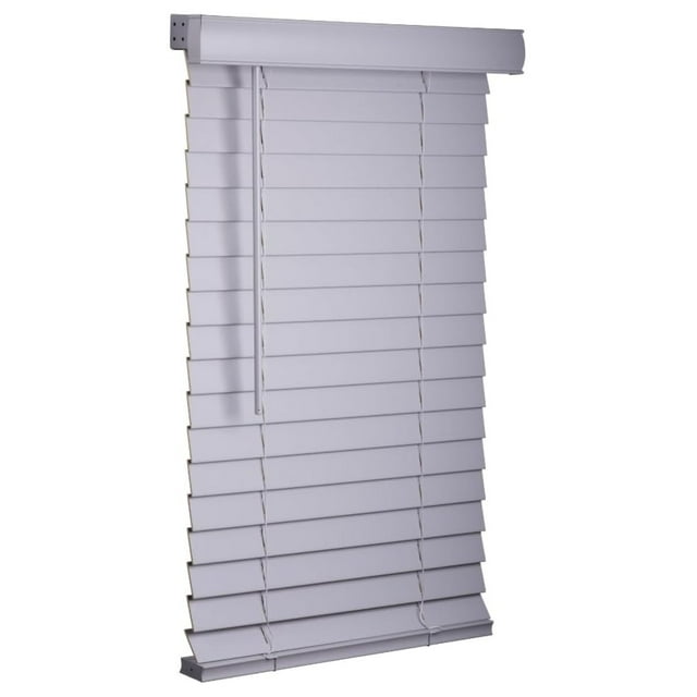 Cordless Faux Wood Blinds, 35" Wide x 60" Long,Smooth,Light Gray, 2 ...