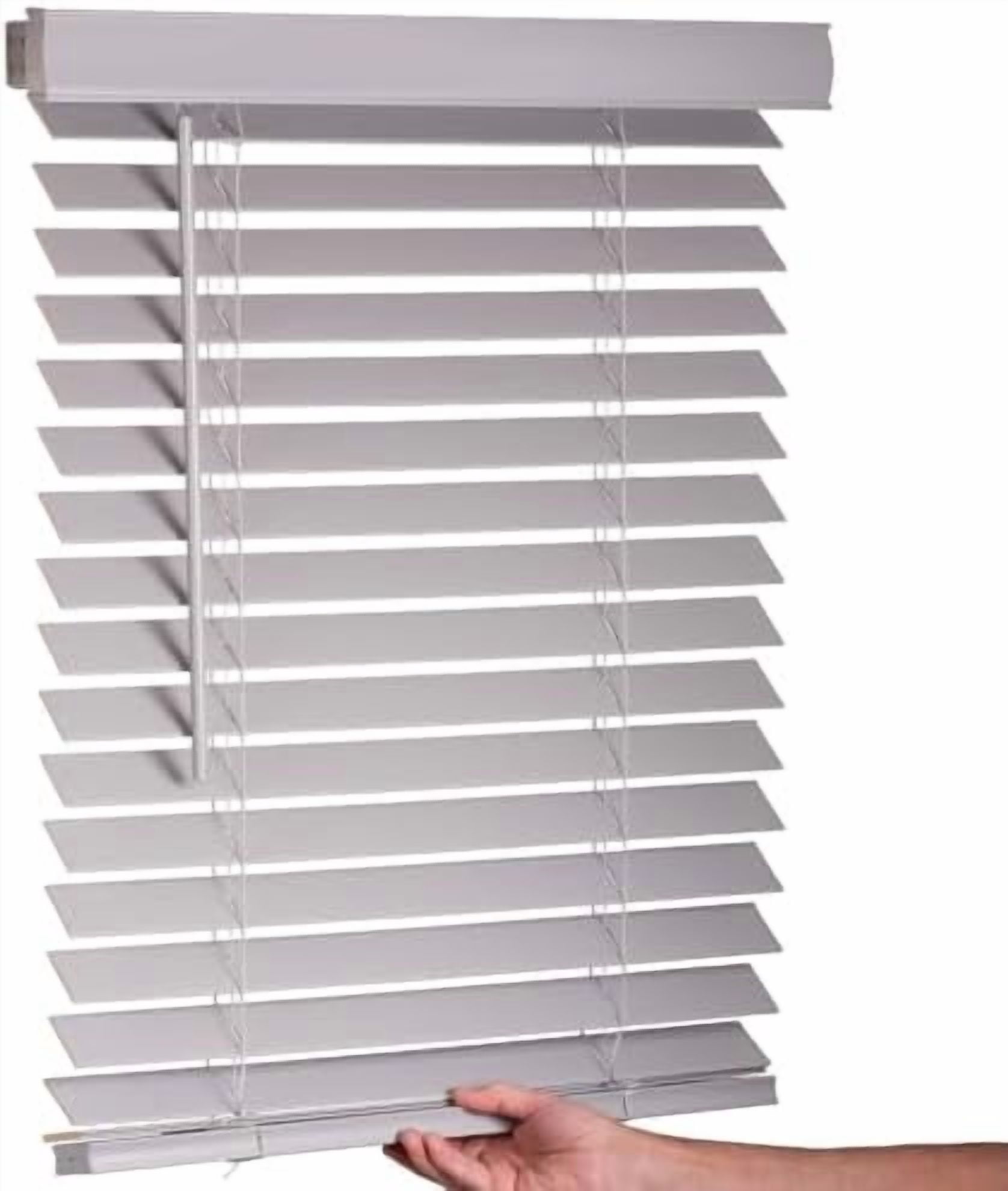 Cordless Faux Wood Blinds, 43" Wide x 36" Long,Smooth,Light Gray, 2 ...