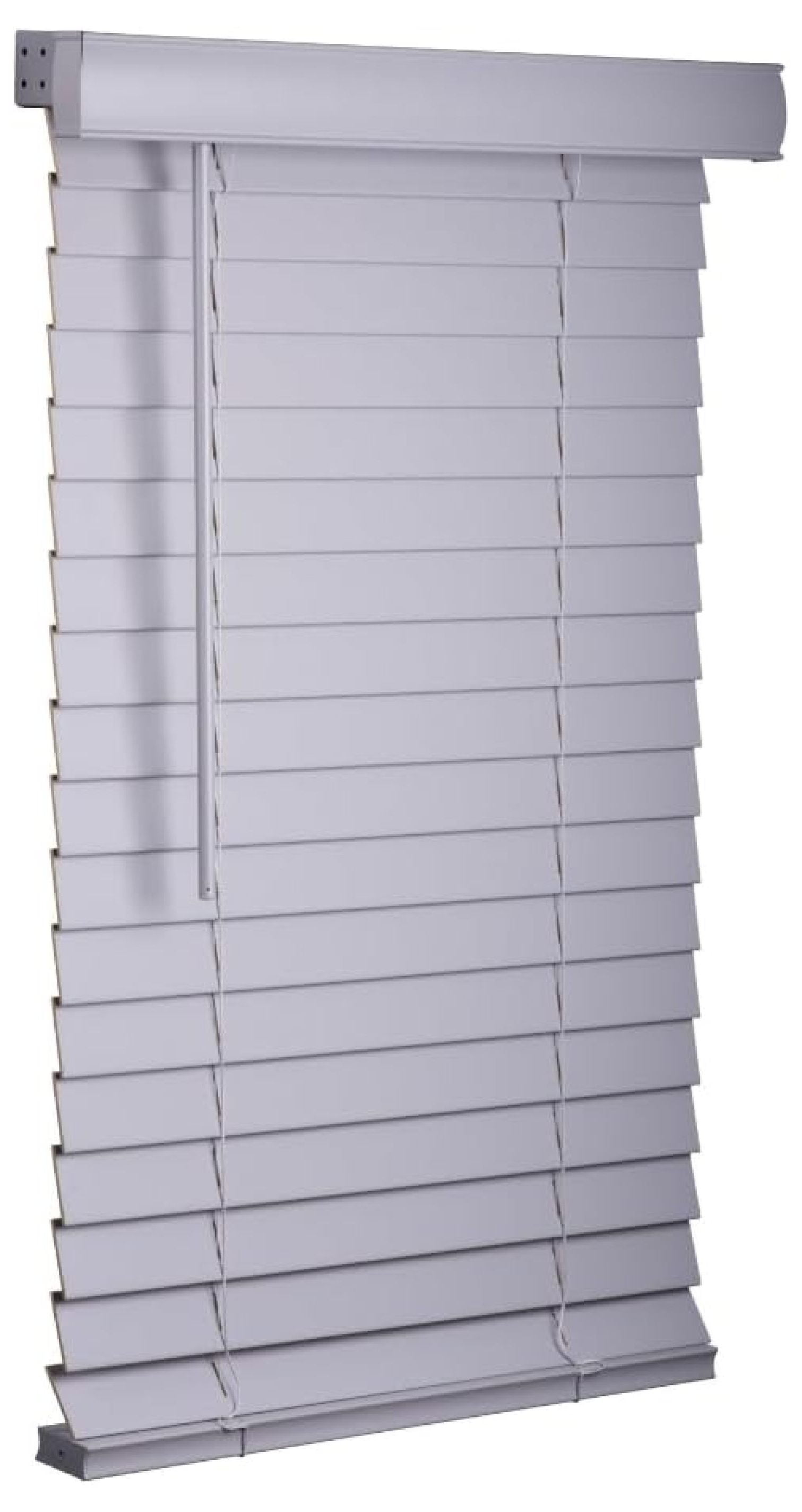 Cordless Faux Wood Blinds, 43" Wide x 96" Long,Smooth,Light Gray, 2 ...