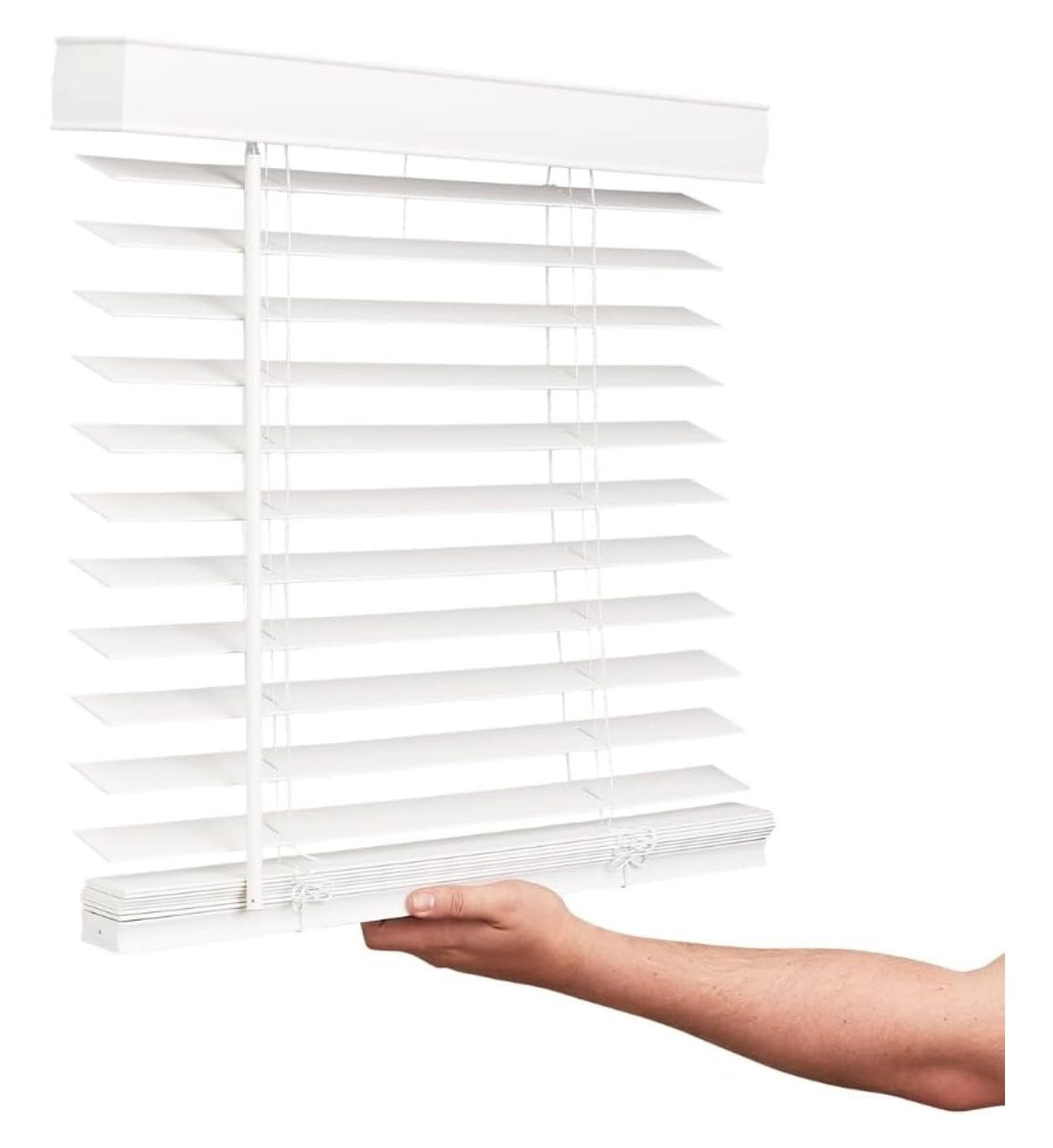 Cordless Faux Wood Blinds, 54" Wide x 60" Long, Smooth, Snow White, 2 ...