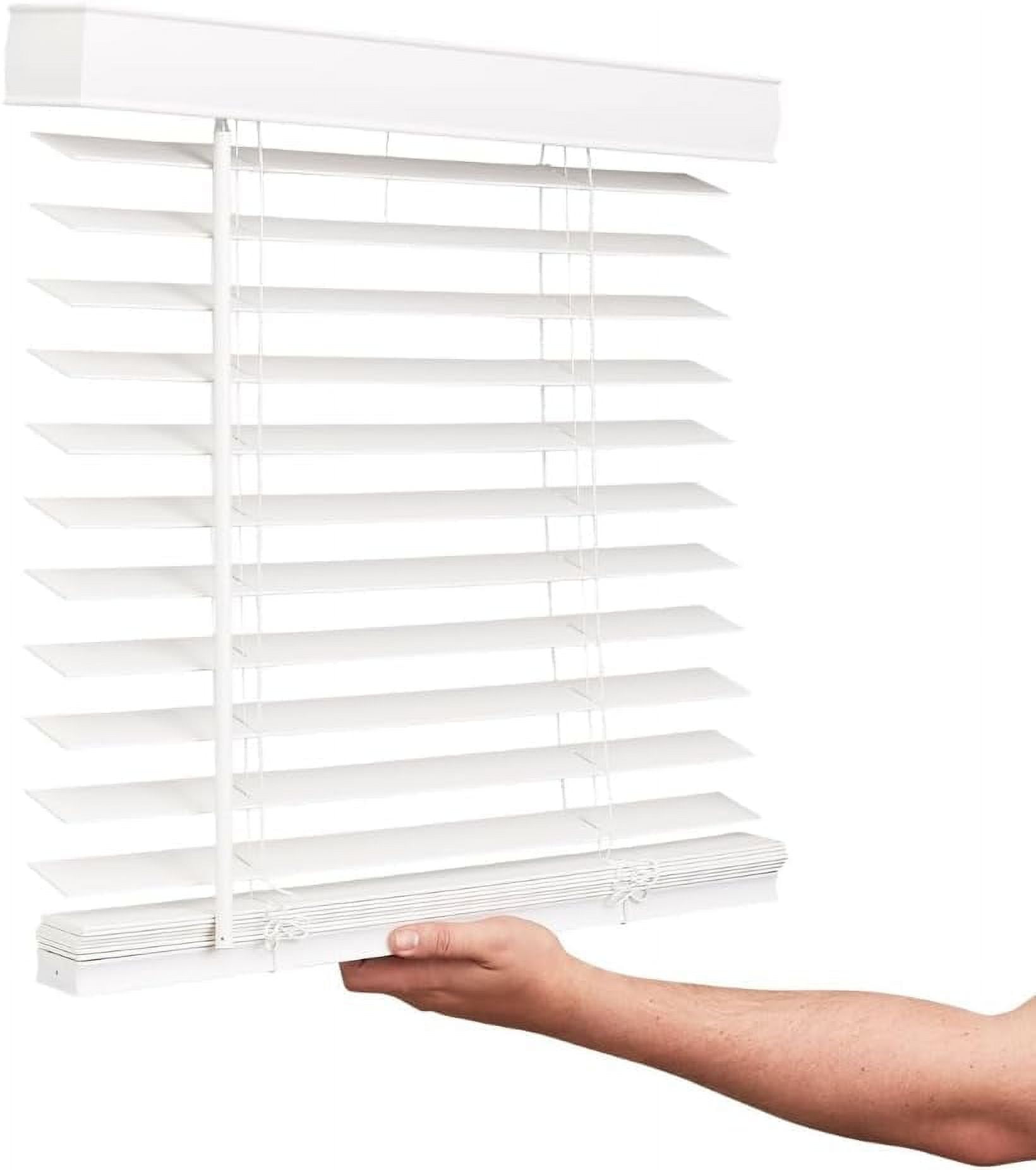 Cordless Faux Wood Blinds, 72" Wide x 72" Long, Smooth, Snow White, 2 ...