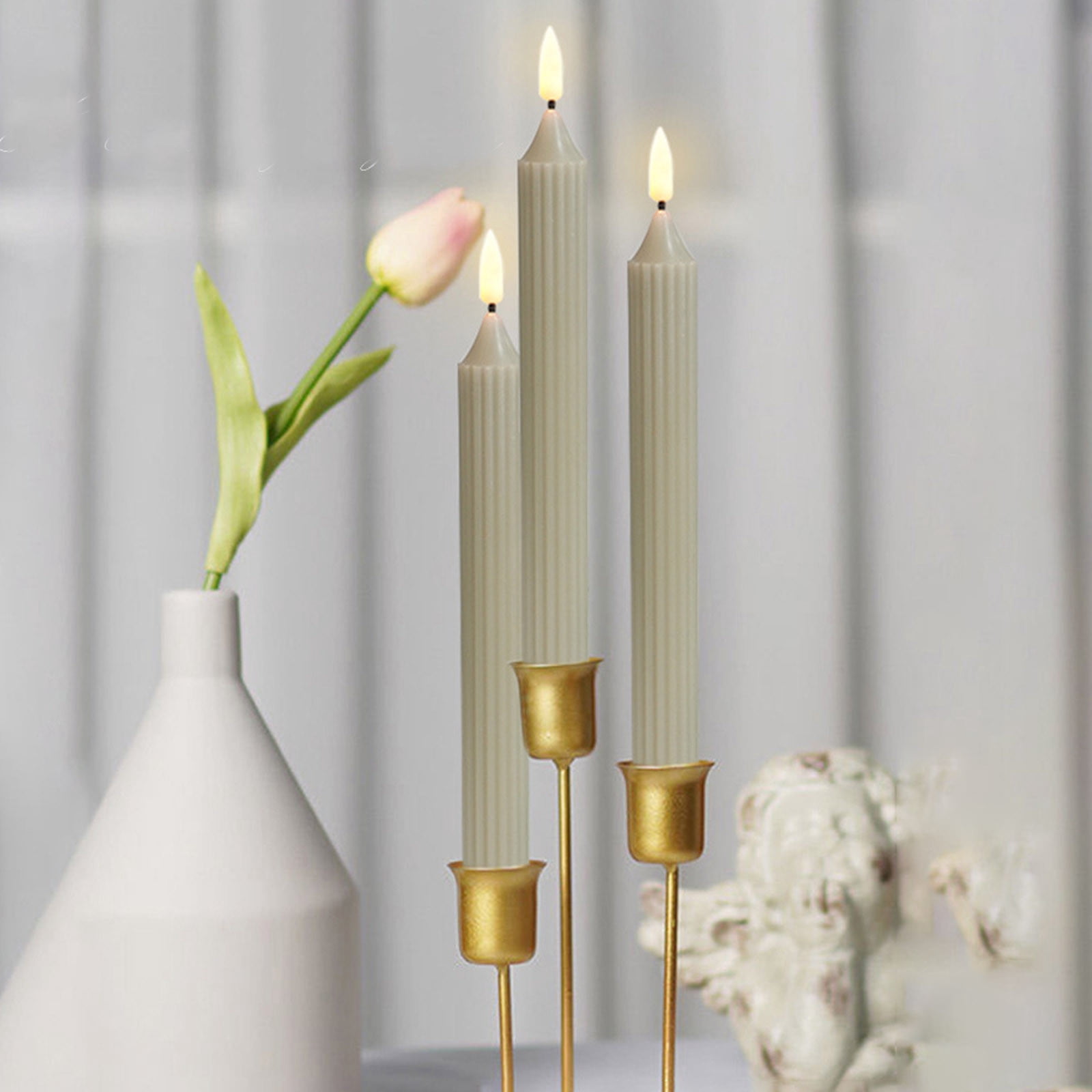 Cordless Flameless LED Taper Candles with Smart Sensor Dusk to Dawn ...