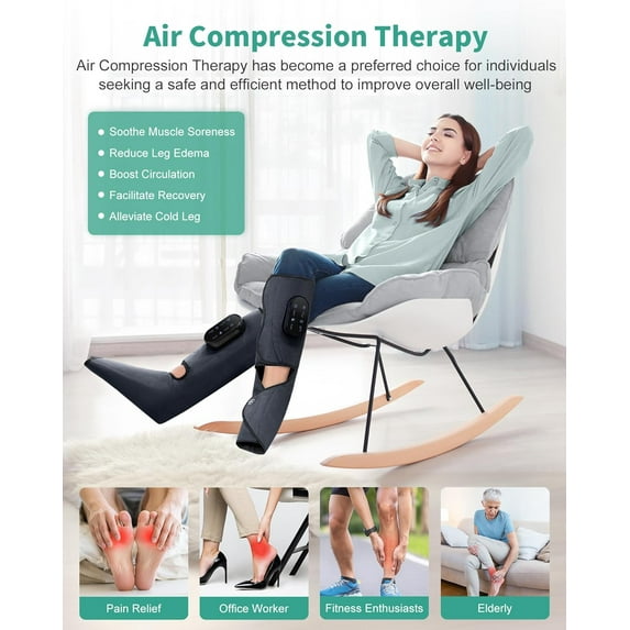 Cordless Foot and Leg Massager with Heat, Rechargeable Leg Massager for ...