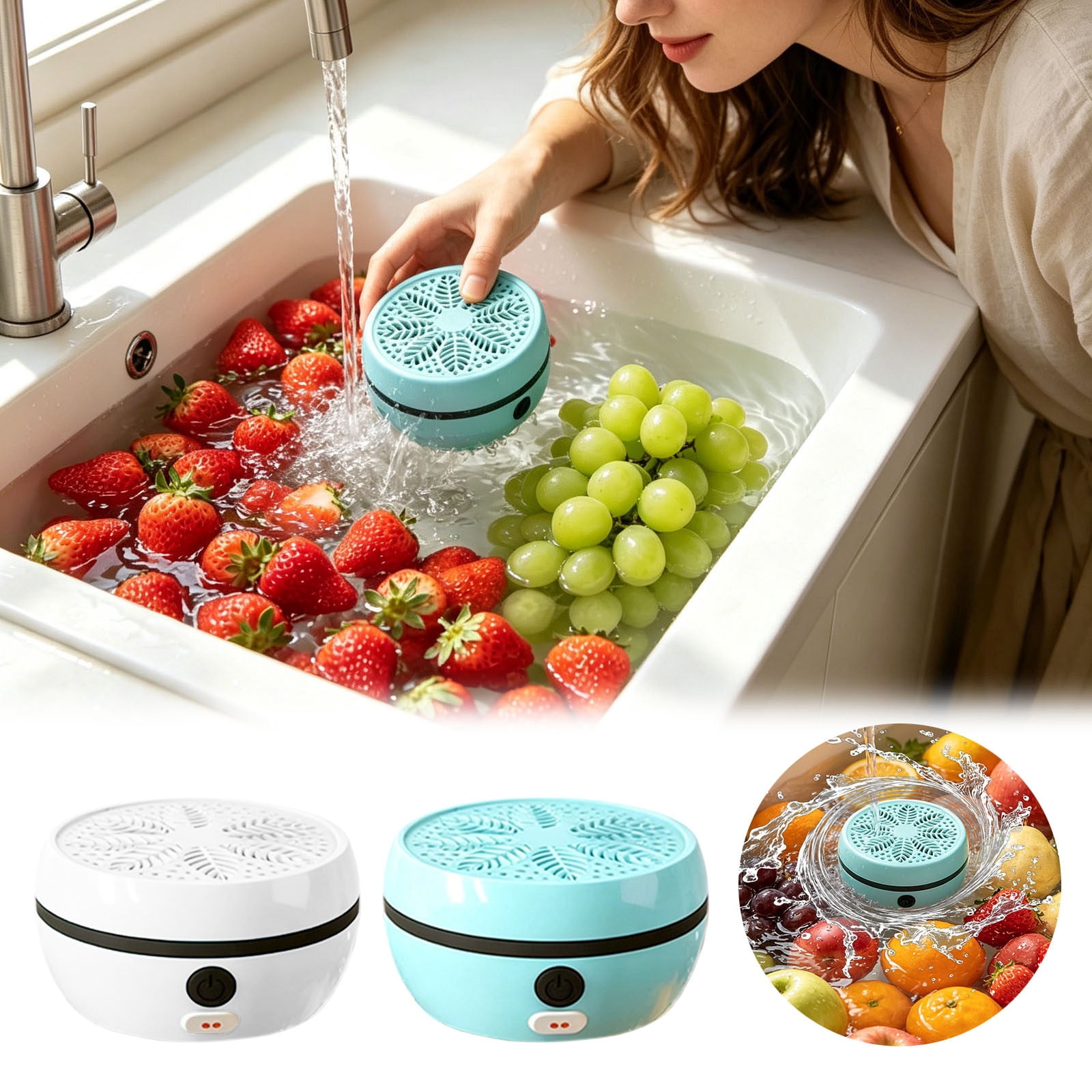 Cordless Fruit Vegetable Washing Machine USB Rechargeable Portable ...