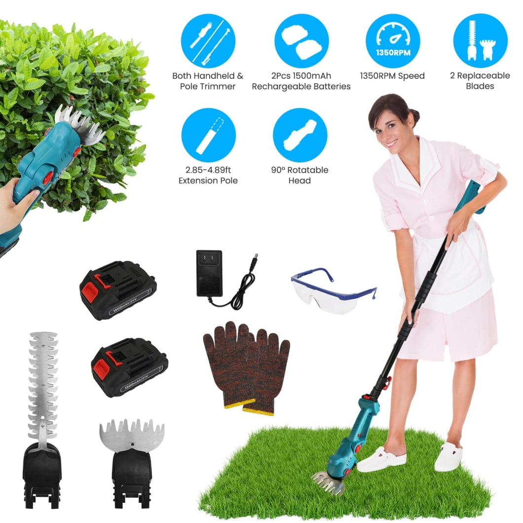 Cordless Grass Shear, 3-in-1 Handheld Hedge Trimmer, 21V Electric Grass ...