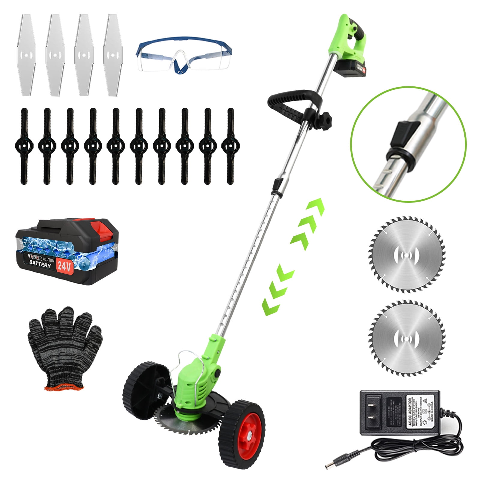 Cordless Grass String Trimmer Electric Weed Eater with Wheels, Weed ...