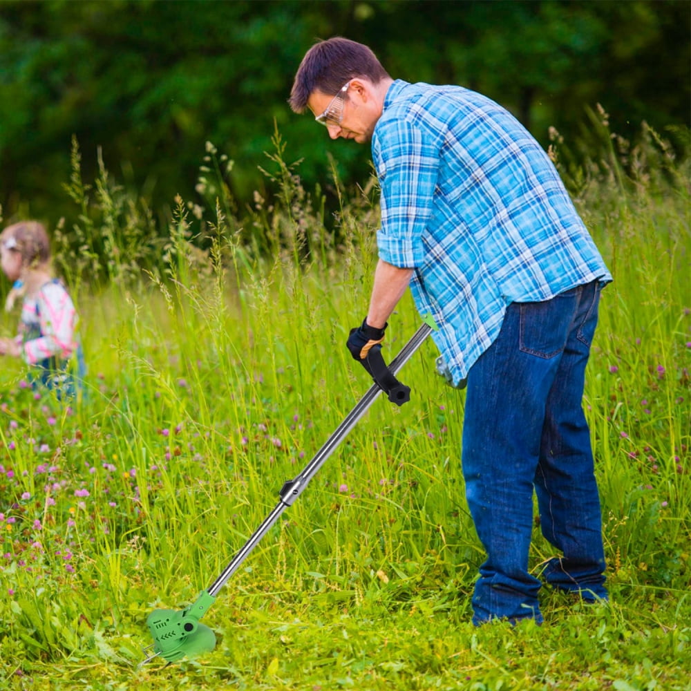 Cordless Grass Trimmer, 200W 1200mAh Battery, 3 Blade Types, Adjustable ...