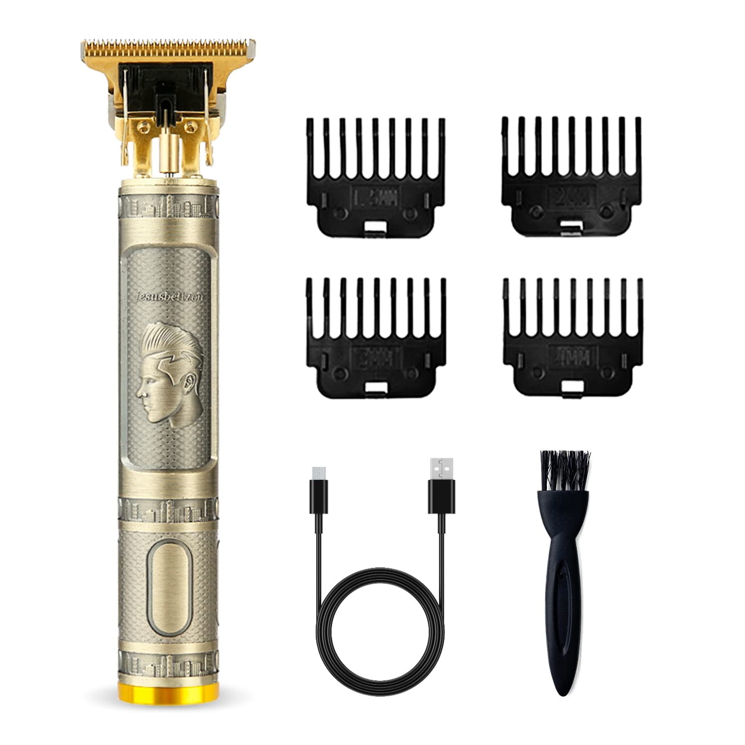 Cordless Hair & Beard Trimmer with 4 Guide Combs,Rechargeable T-Blade ...