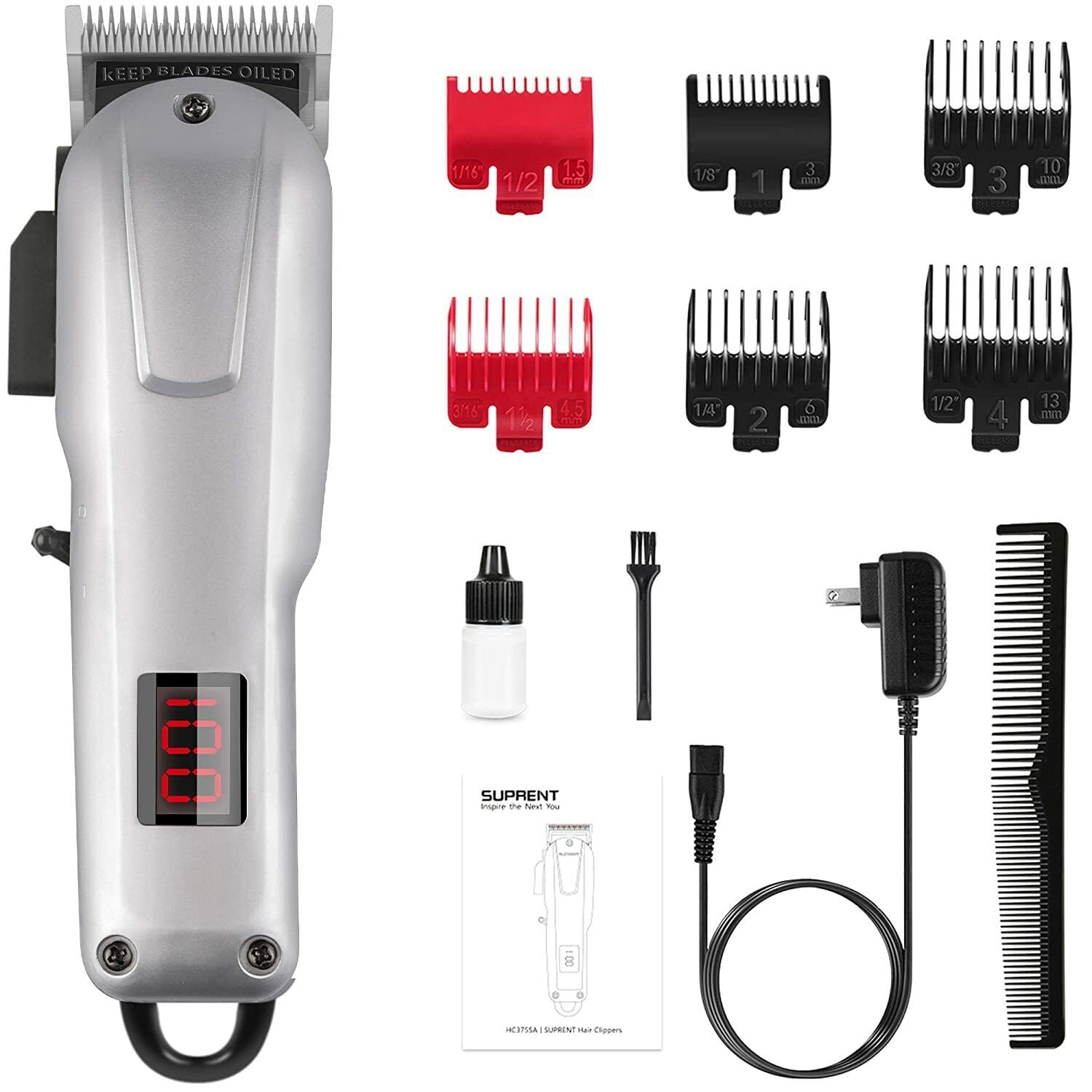 Cordless Hair Clippers for Men SUPRENT, Professional Hair Cutting Kit ...