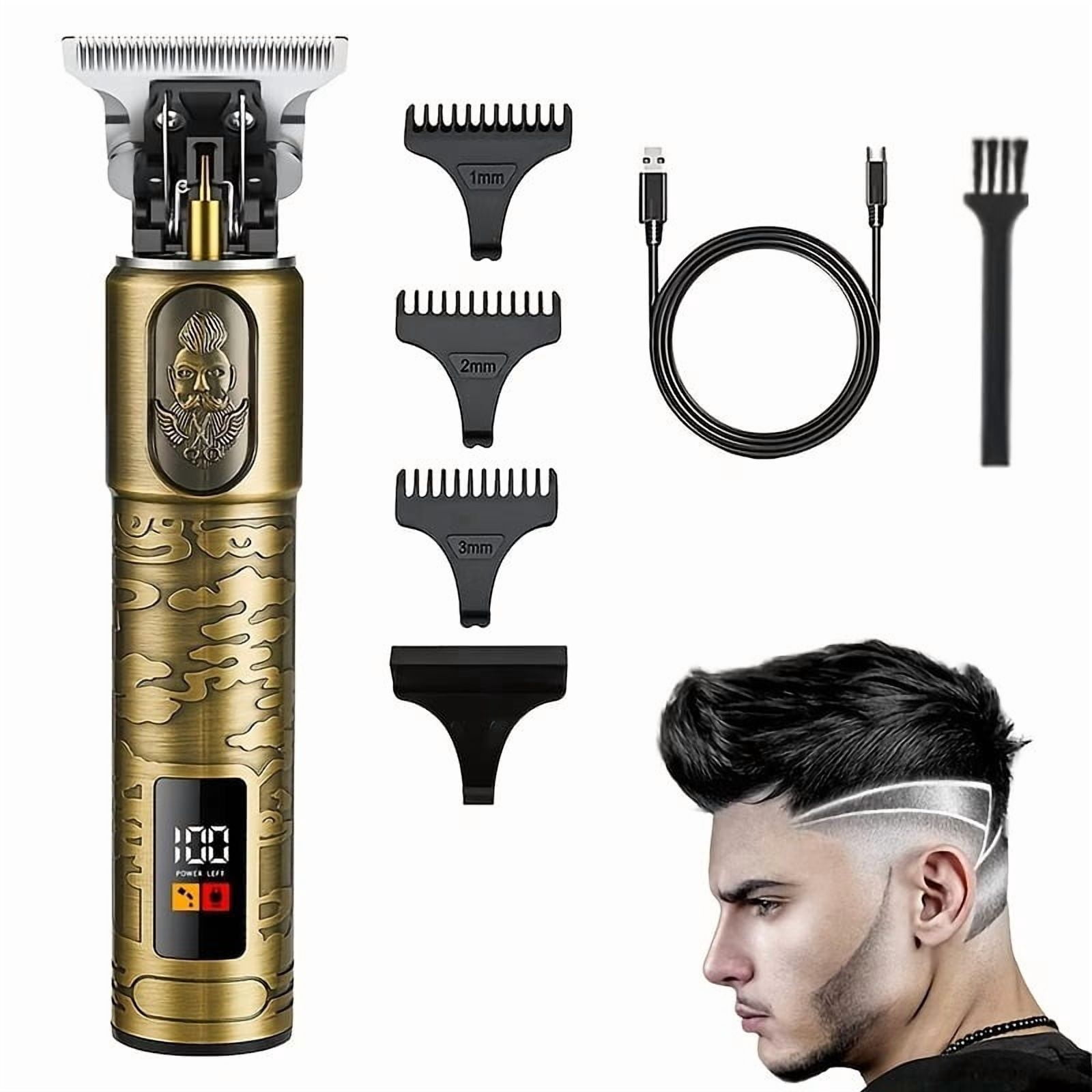 Cordless Hair Clippers for Men, Rechargeable T-Blade Trimmer with LCD ...