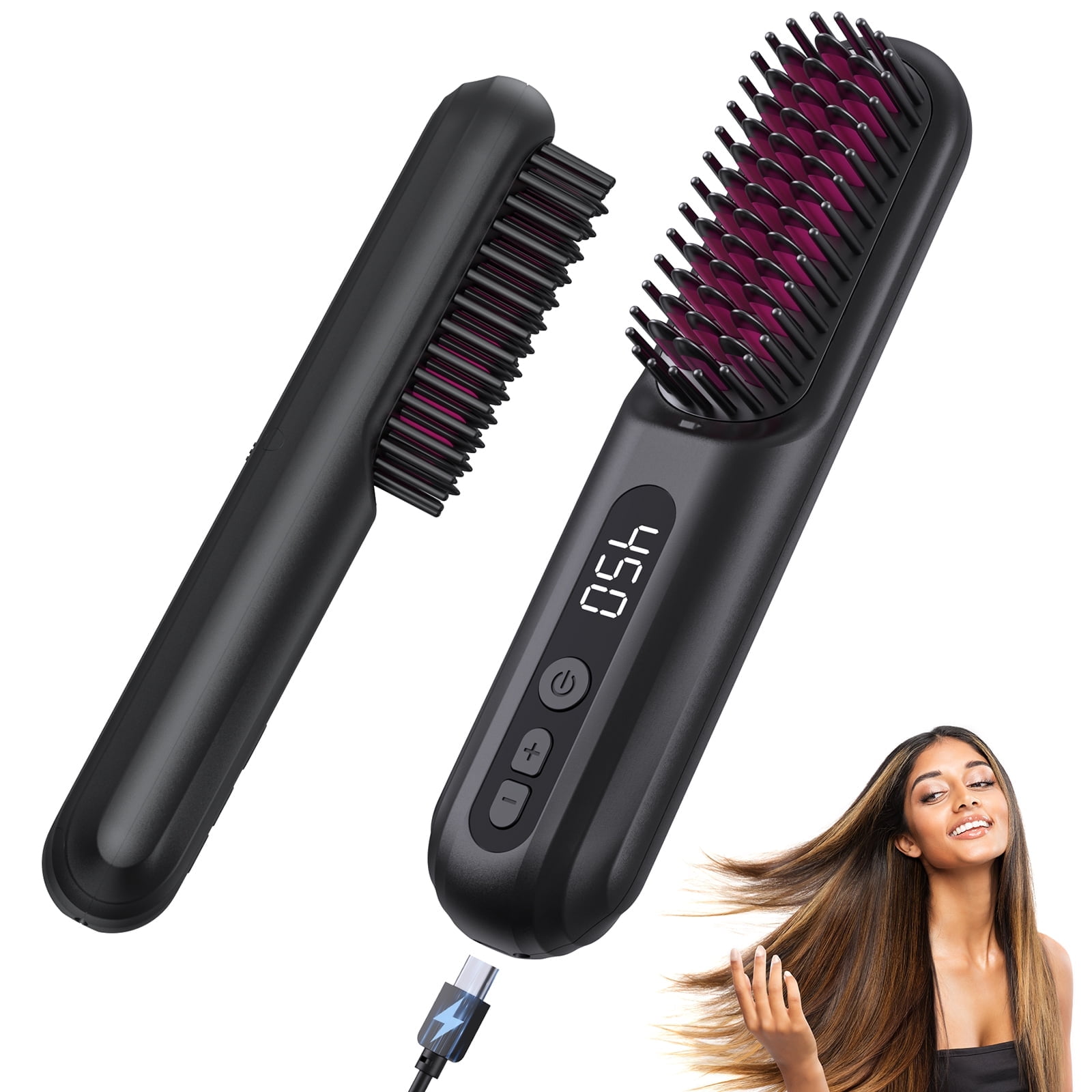 Customer reviews for Cordless Hair Straightener Brush-Portable Mini ...