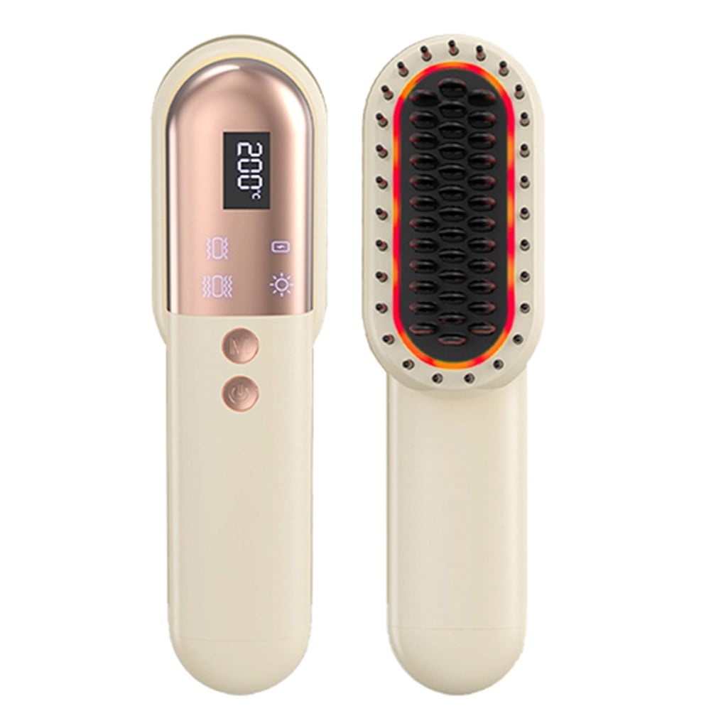 Cordless Hair Straightener Brush - Portable Straightening Comb with ...