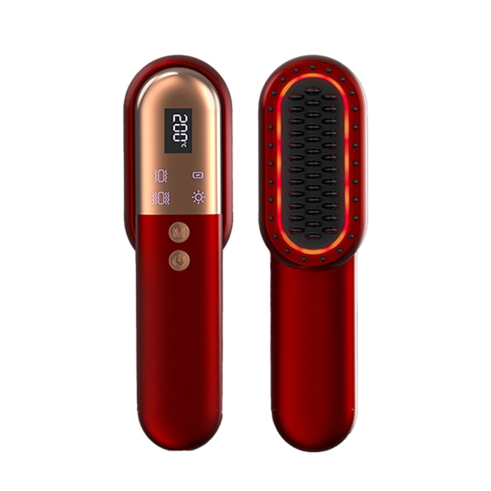 Cordless Hair Straightener Brush - Portable Straightening Comb with ...
