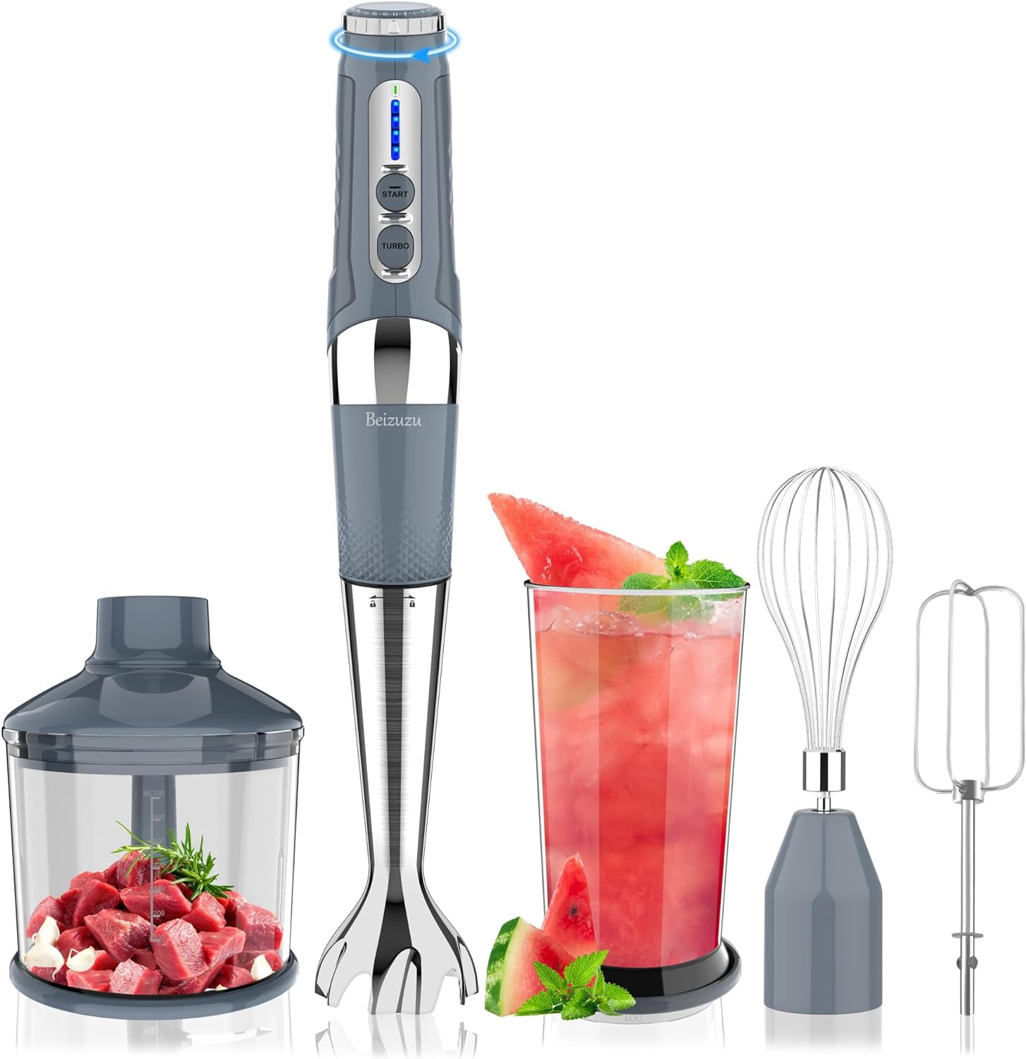 Cordless Hand Blender: 4-in-1 USB Rechargeable Immersion Blender, 21 ...
