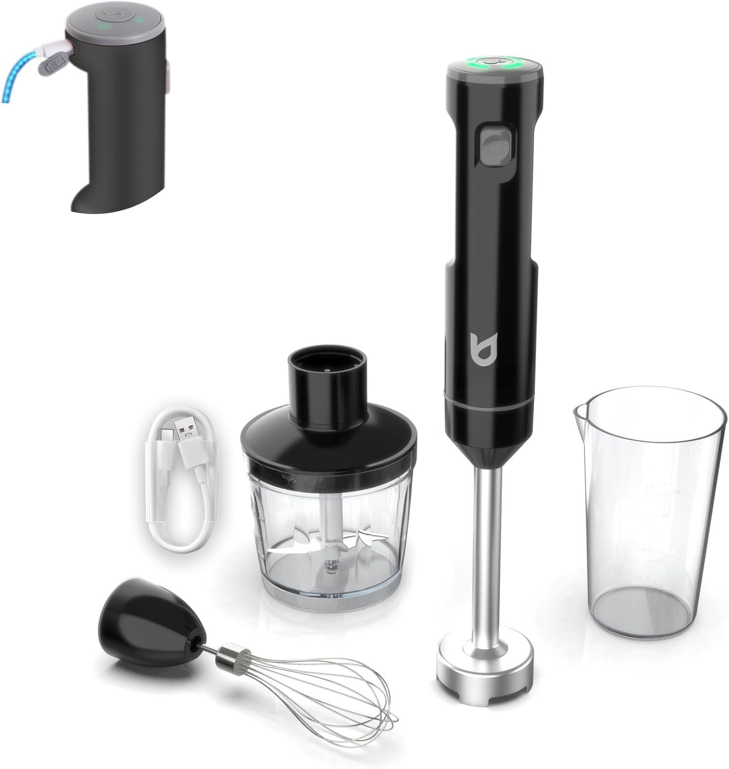 Cordless Hand Blender, Variable Speed Immersion Blender Rechargeable ...