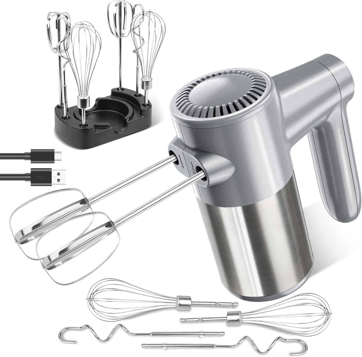 Cordless Hand Mixer, Electric Mixer Handheld Digital Display 7 Speed ...