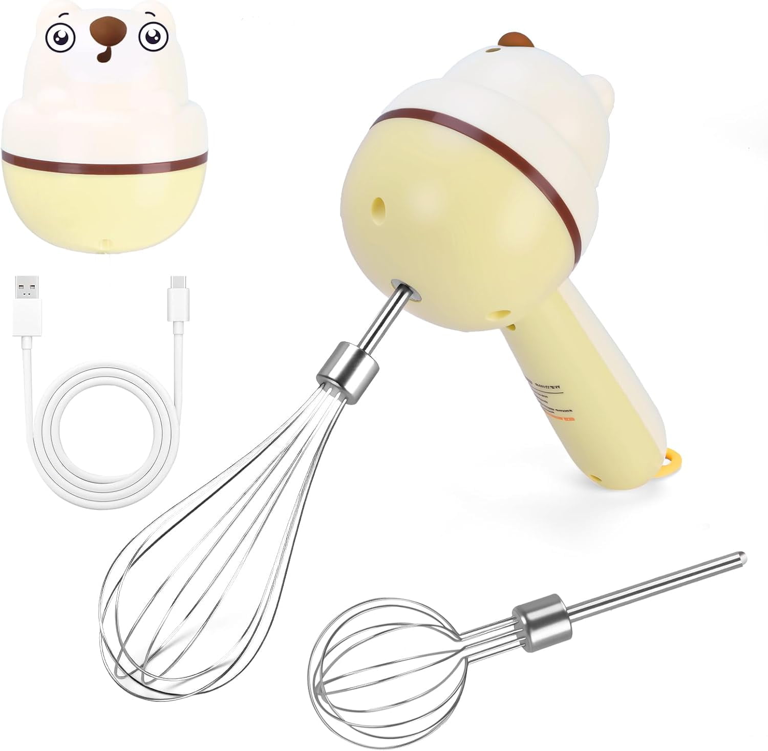 Cordless Hand Mixer, Handheld Electric Whisk with 3 Speed Modes, Hand ...