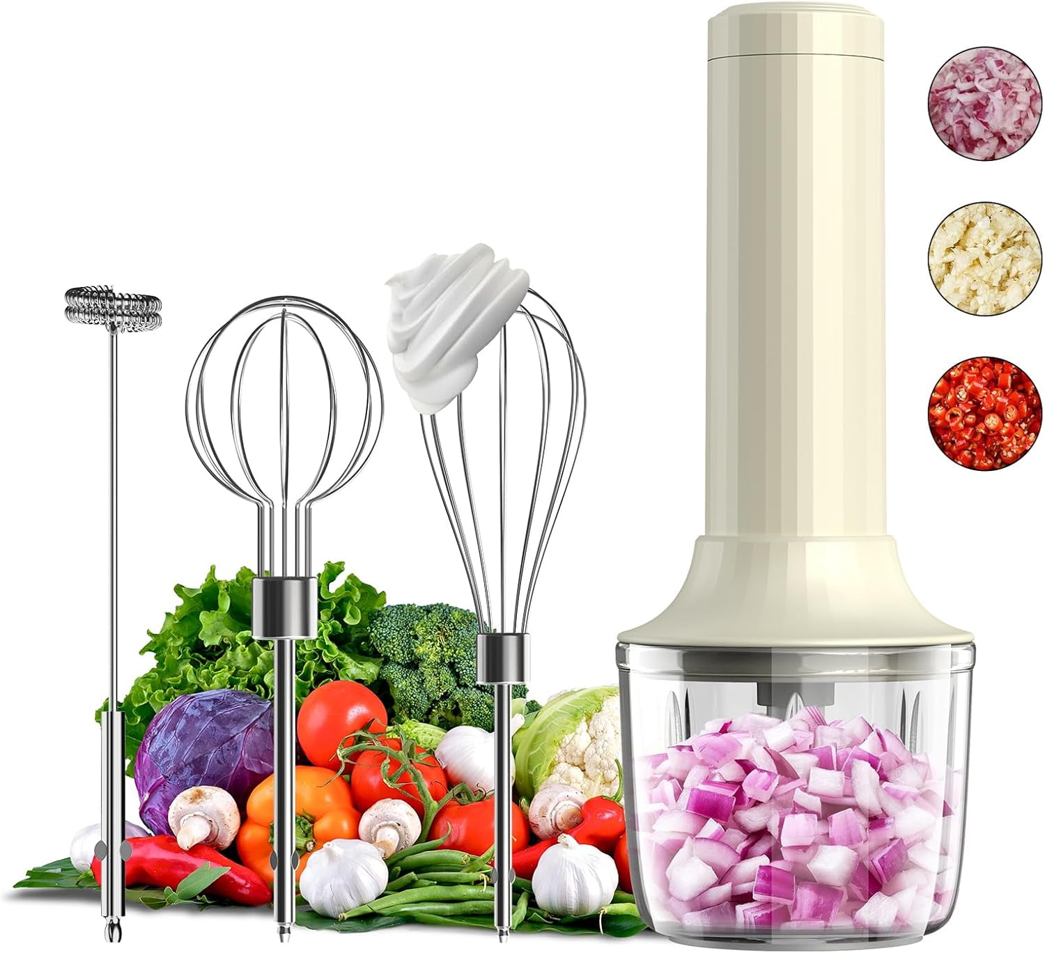 Cordless Hand Mixer MixgoII, Handheld Electric Whisk & Milk Frother, Held Mini Mixers ...