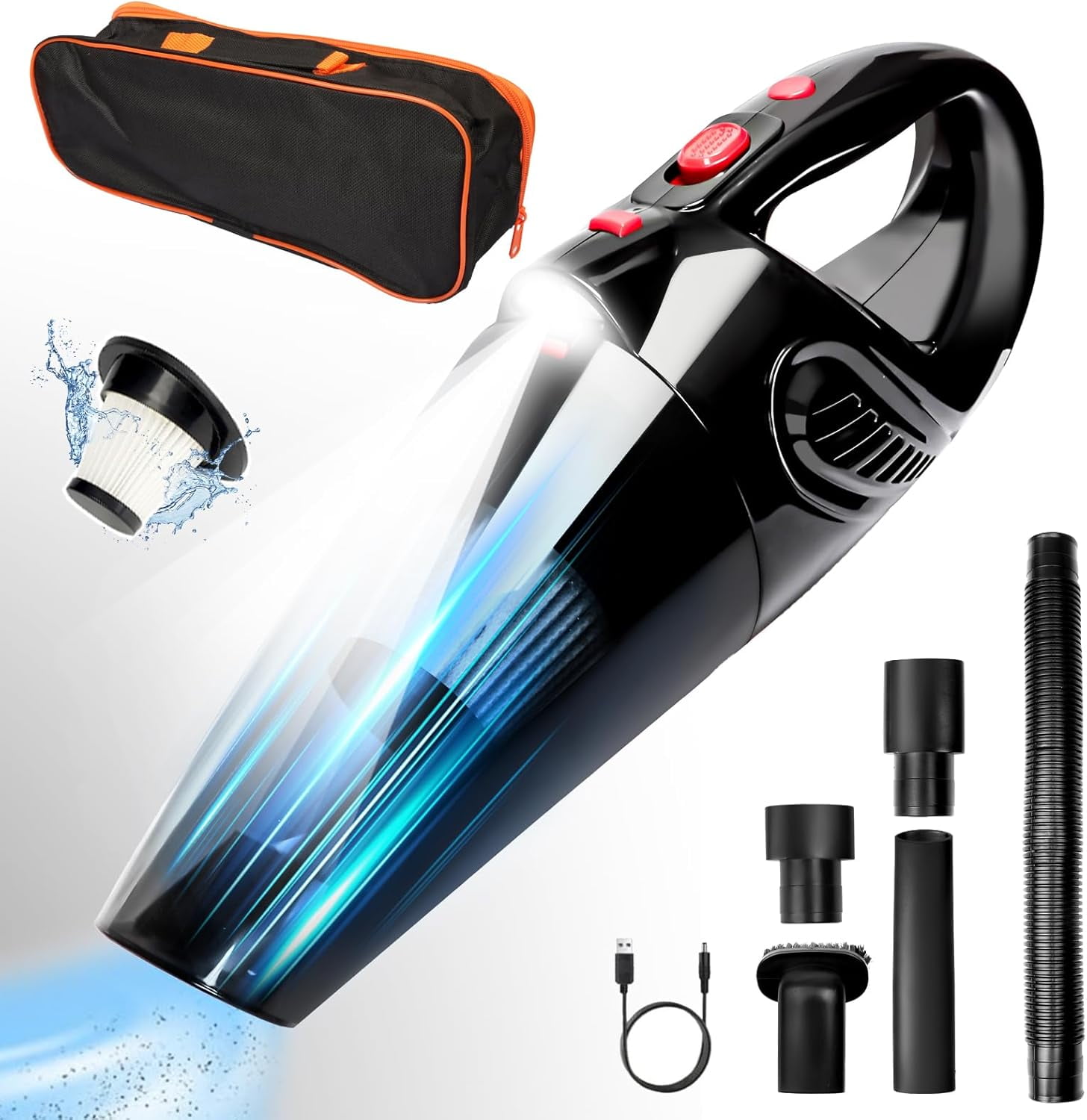 Cordless Handheld Vacuum Cleaner, 6000PA Strong Suction Power, Car ...
