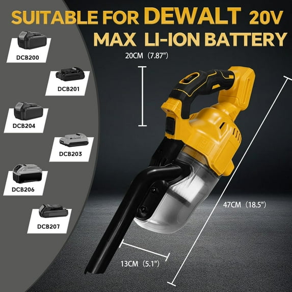 Cordless Handheld Vacuum Cleaner Compatible with Dewalt 20V Battery ...