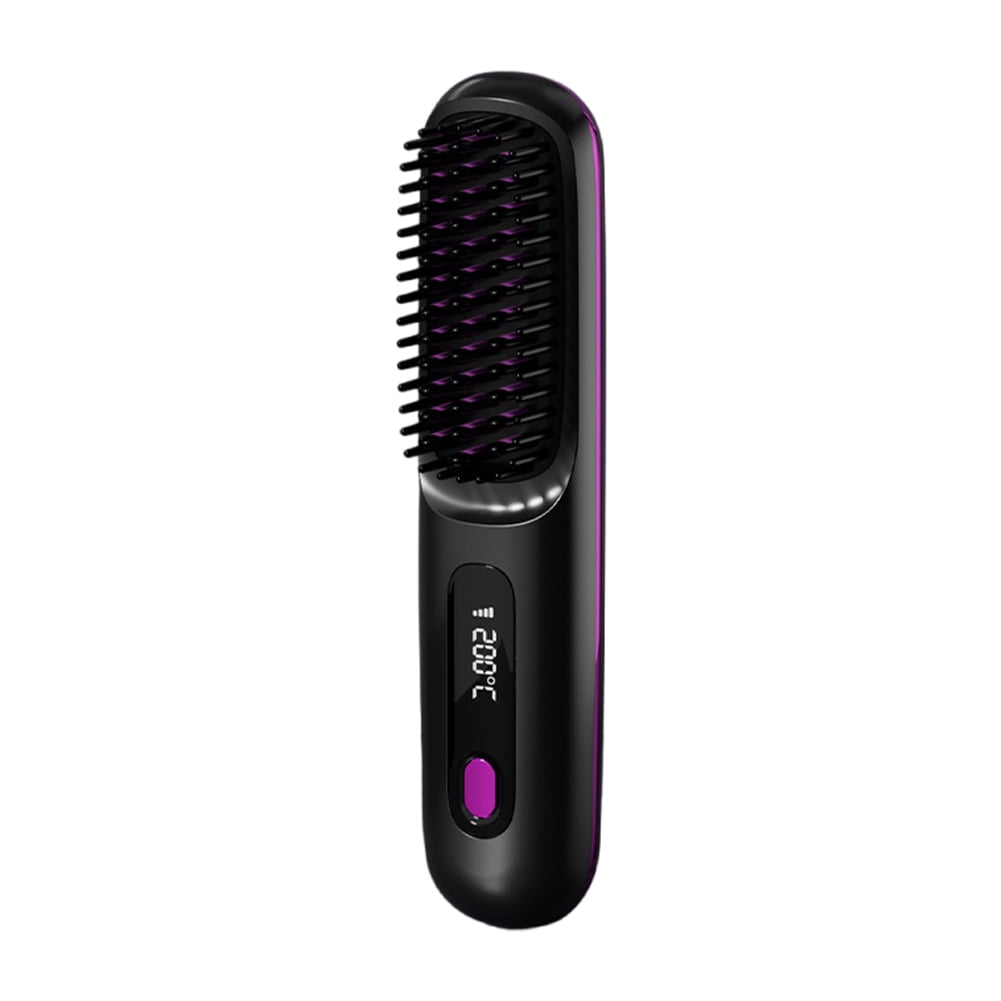 Cordless Heat Brush 3 Temp Settings 160-200C° Rechargeable Electric Hot ...