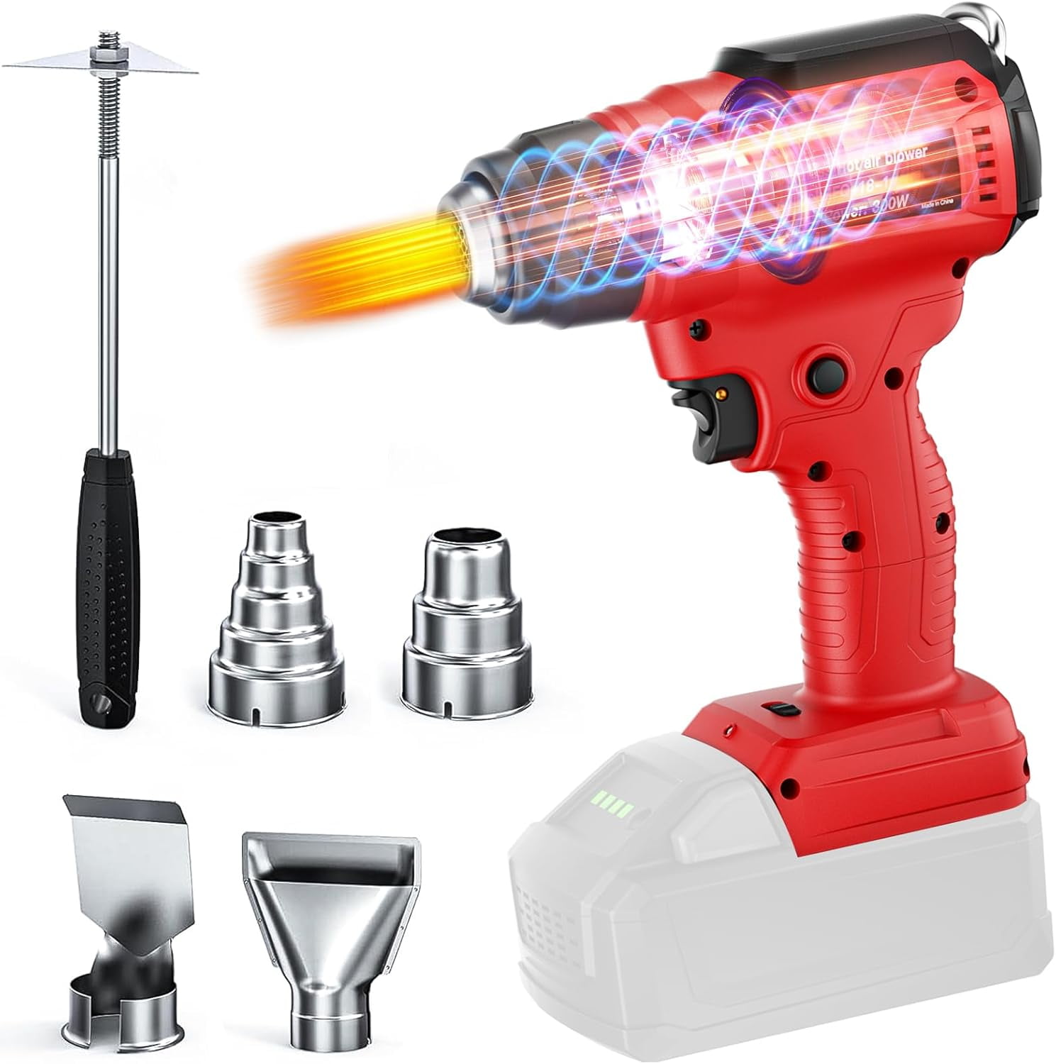 Cordless Heat Gun for 18V Battery, 350W 1022°F (550°C) Soldering Heat ...