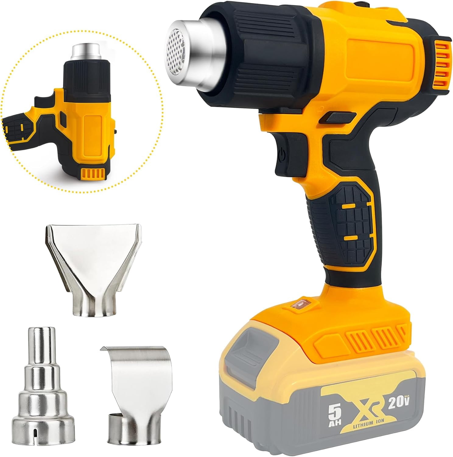 Cordless Heat Gun for 20V Battery, Hot Air Gun Dual Temperature ...