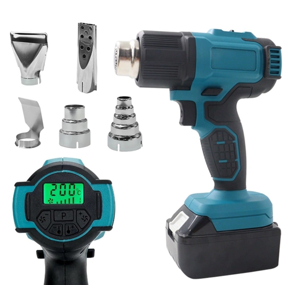 Cordless Heat Gun, 21V Hot Air Gun with 4 Nozzle, Led Light & Suitcase ...