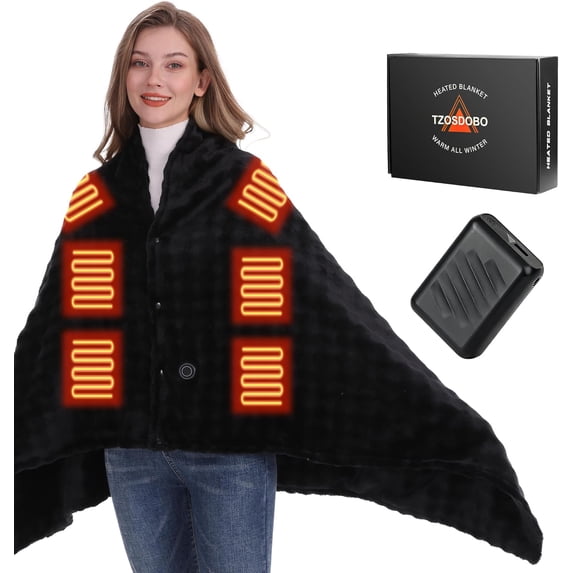 Cordless Heated Blanket, Battery Operated Heating Blanket with 20000mAh ...