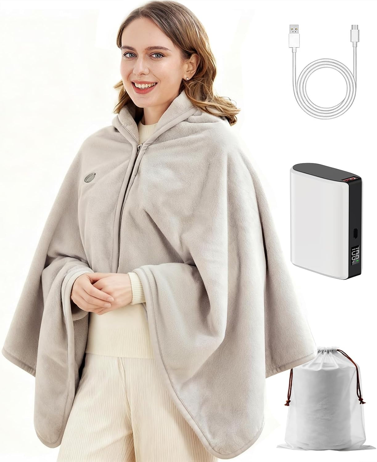 Cordless Heated Blanket, Battery Operated & Rechargeable Throw ...