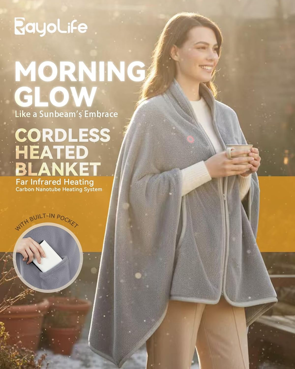 Cordless Heated Blanket – Portable Battery Operated Throw with ...