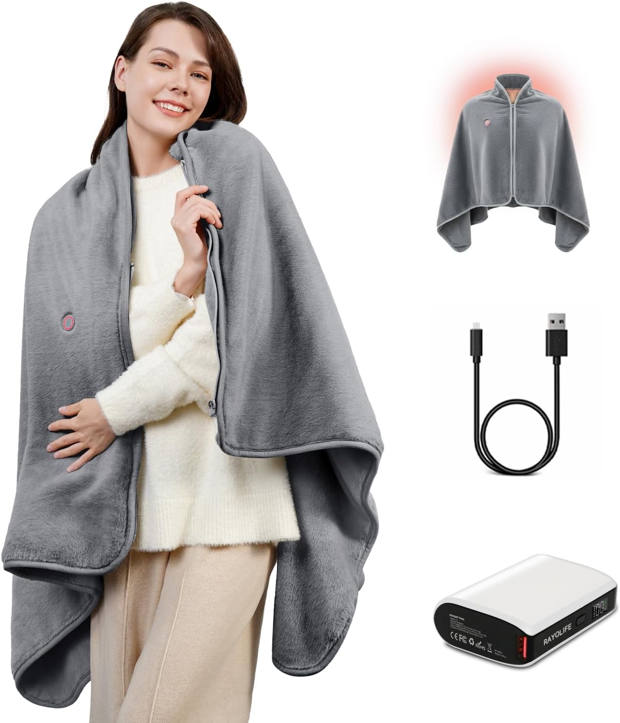 Cordless Heated Blanket – Portable Battery Operated Throw with ...