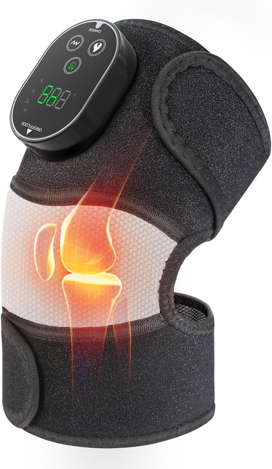 Cordless Heated Knee Massager, 3-in-1 Electric Massager with Heating ...