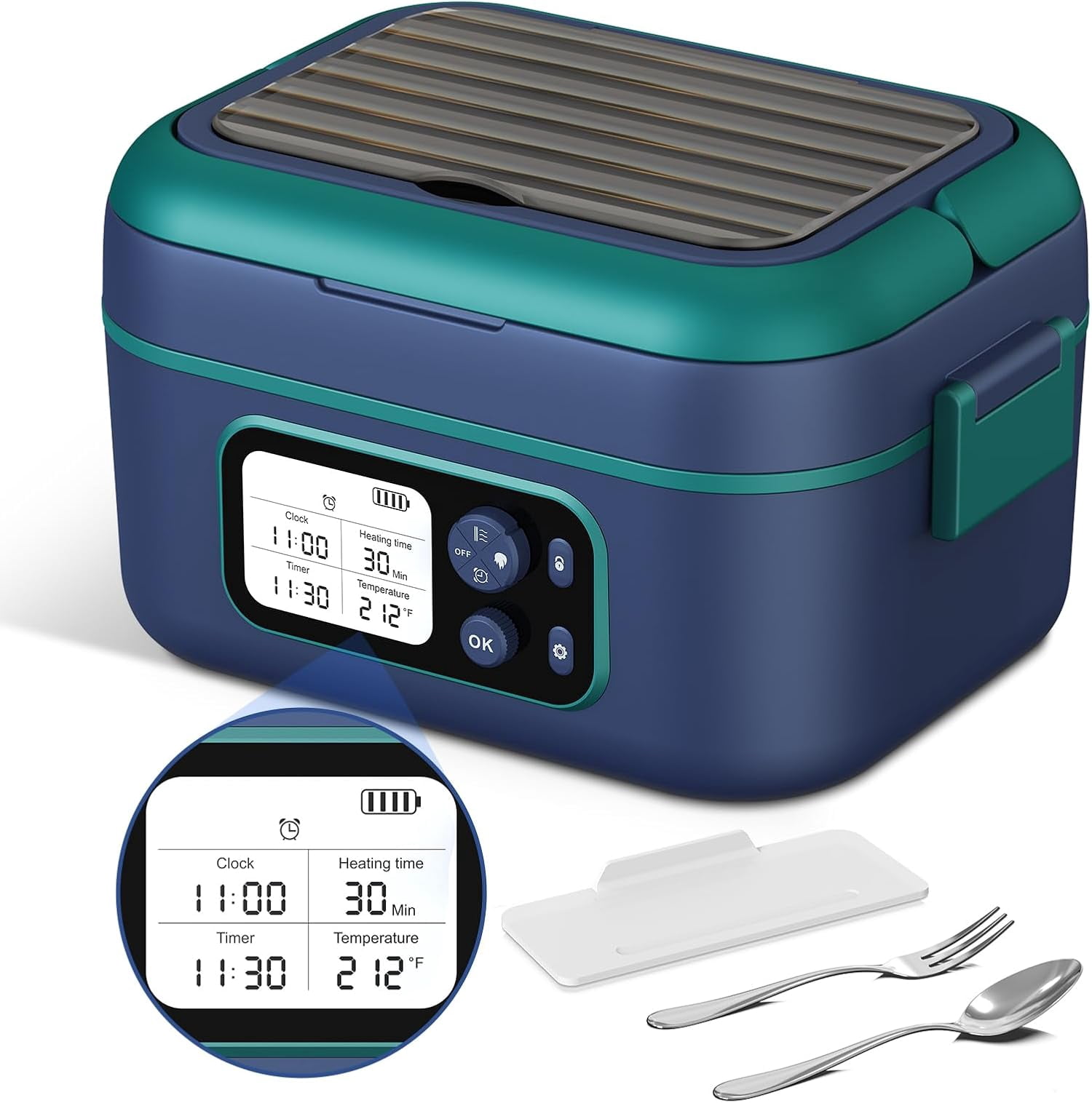 Cordless Heated Lunch Box, 1.5L 6.3Cups 24000mAh Self-Heating Lunch Box ...