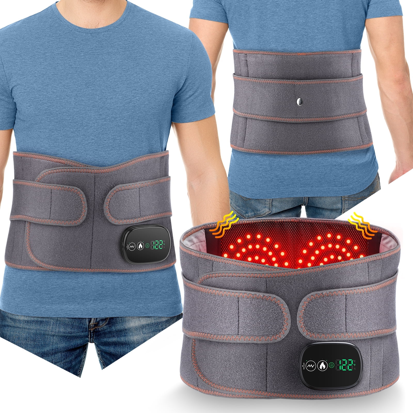 Cordless Heating Pad for Back, Heating Pad for Back Muscle Relax with 3 ...