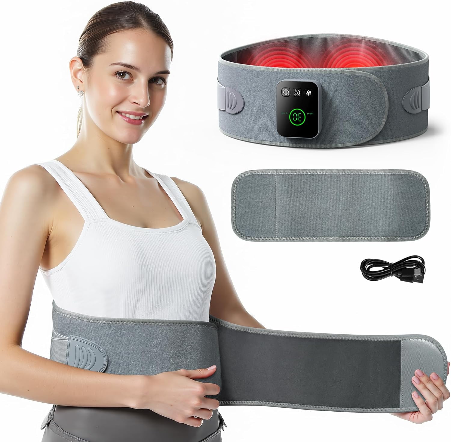 Cordless Heating Pad for Back Pain Relief, 47”-57” Portable Heating ...