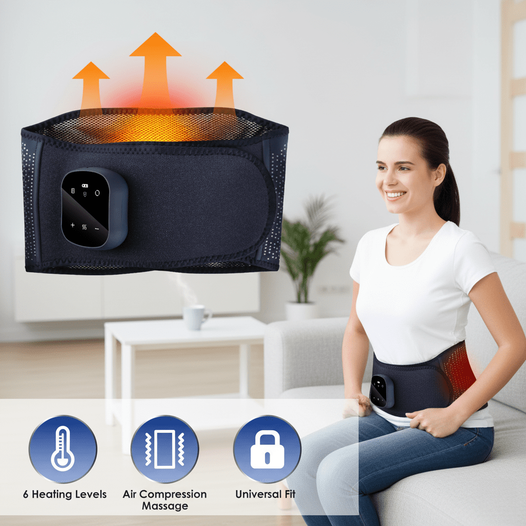 Cordless Heating Pad Lower Back Massager with Air Compression Vibration ...