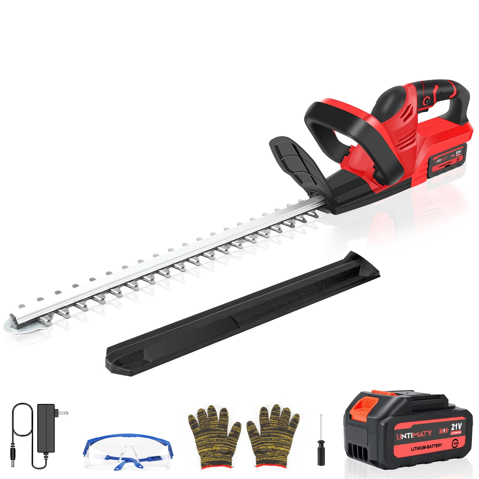 Cordless Hedge Trimmer, UNTIMATY 21V Rechargeable Hedge Trimmer with 22 ...