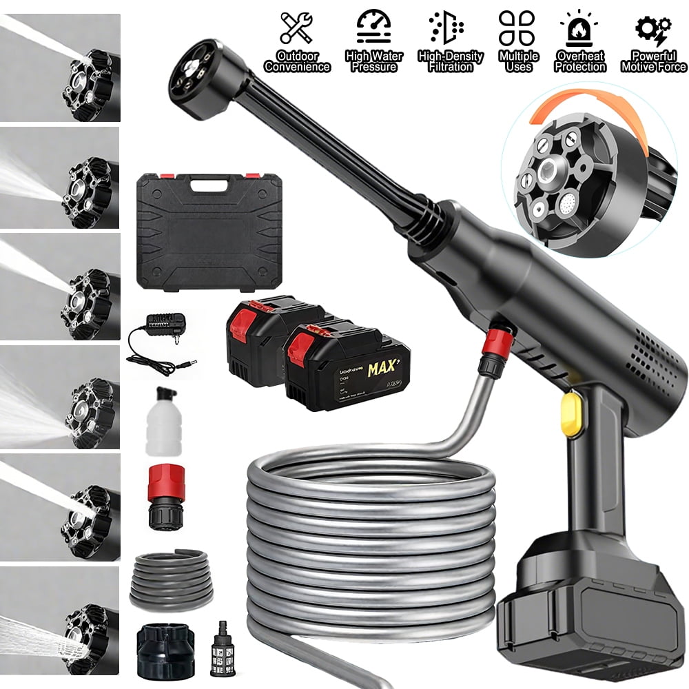 Cordless High Pressure Washer 21V, 30Bar/435PSI Portable Jet Washer ...