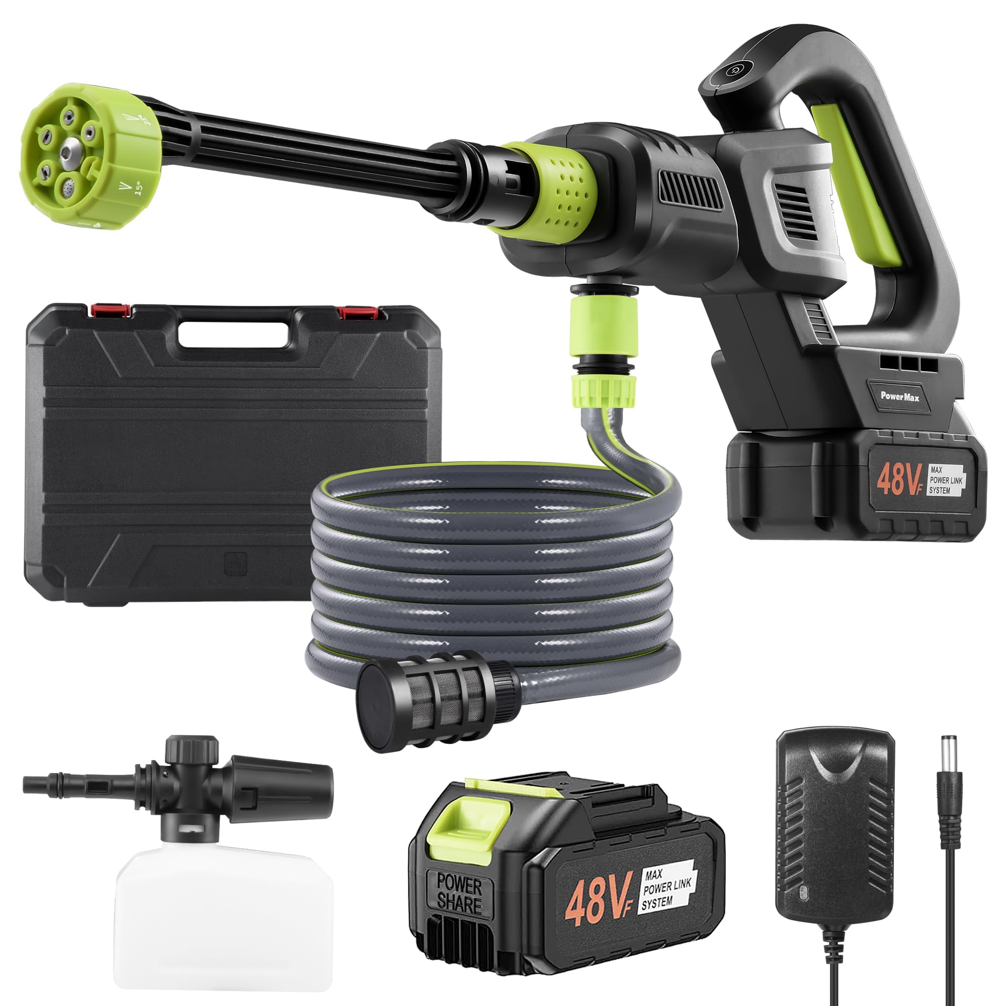 Cordless High Pressure Washer,900PSI Portable Power Washer with 2 ...