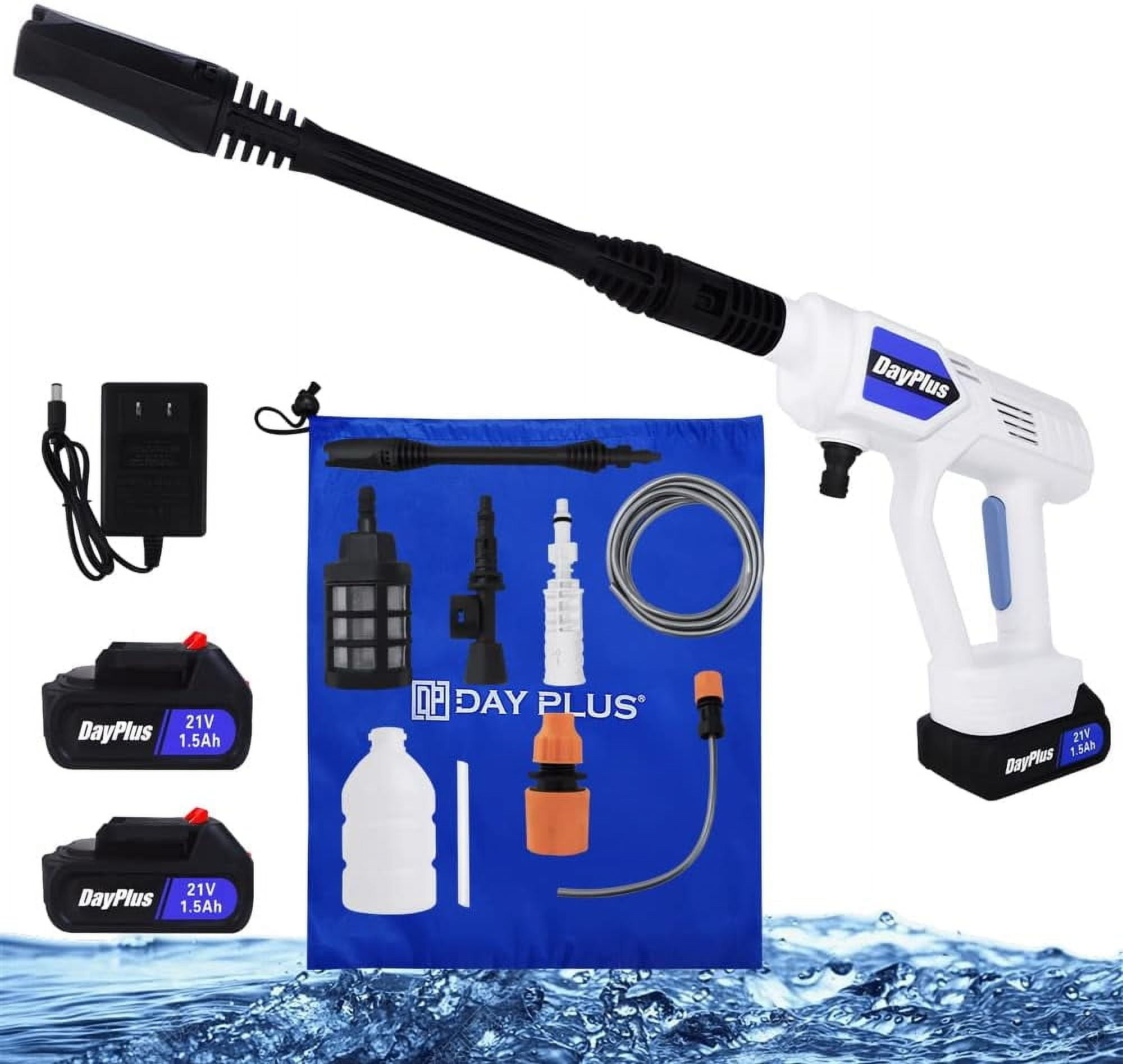 Cordless High Pressure Washer,Portable Car Cleaner Machine with 2×1.5Ah ...