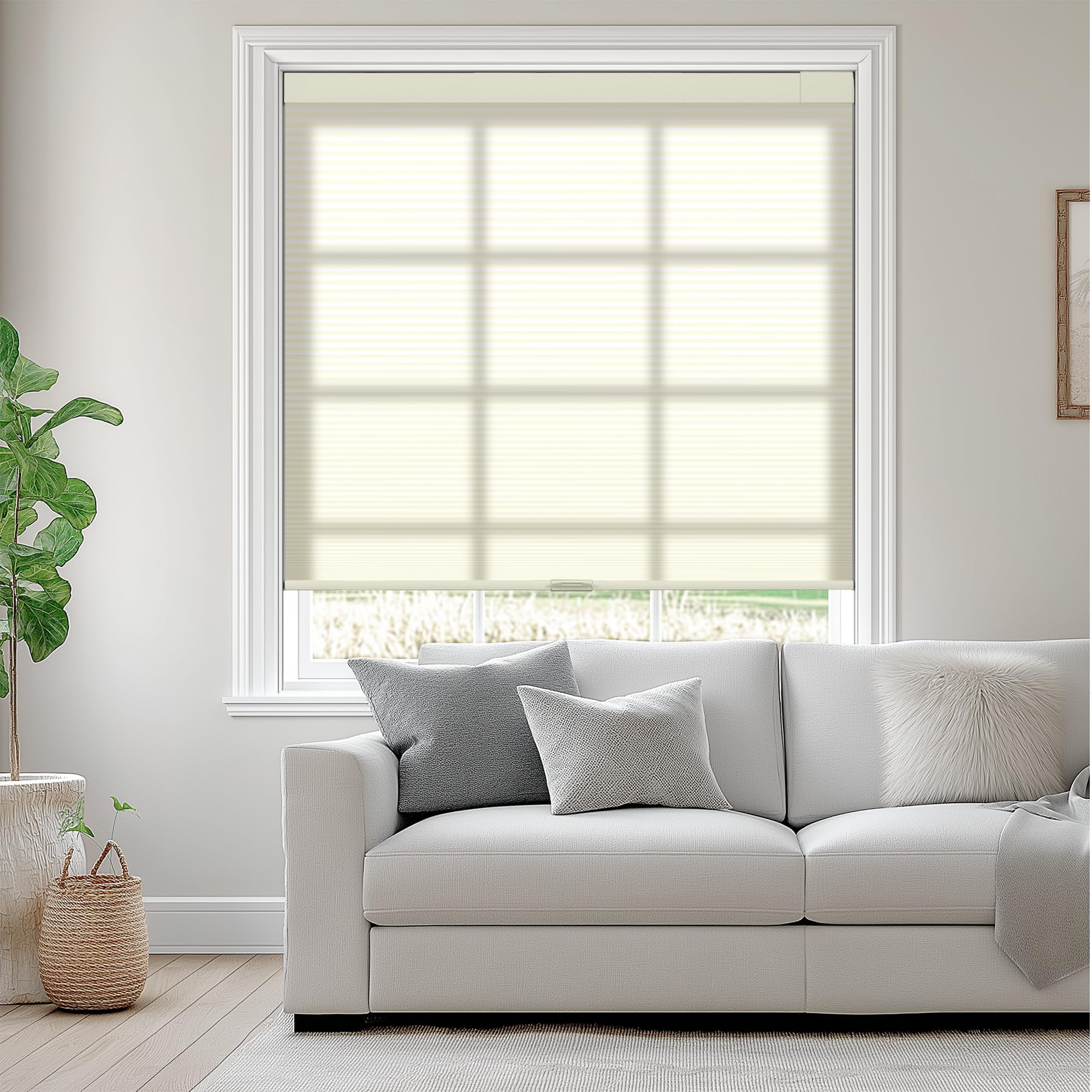 Cordless Honeycomb Shades No Drill No Tools Easy Install Blackout ...