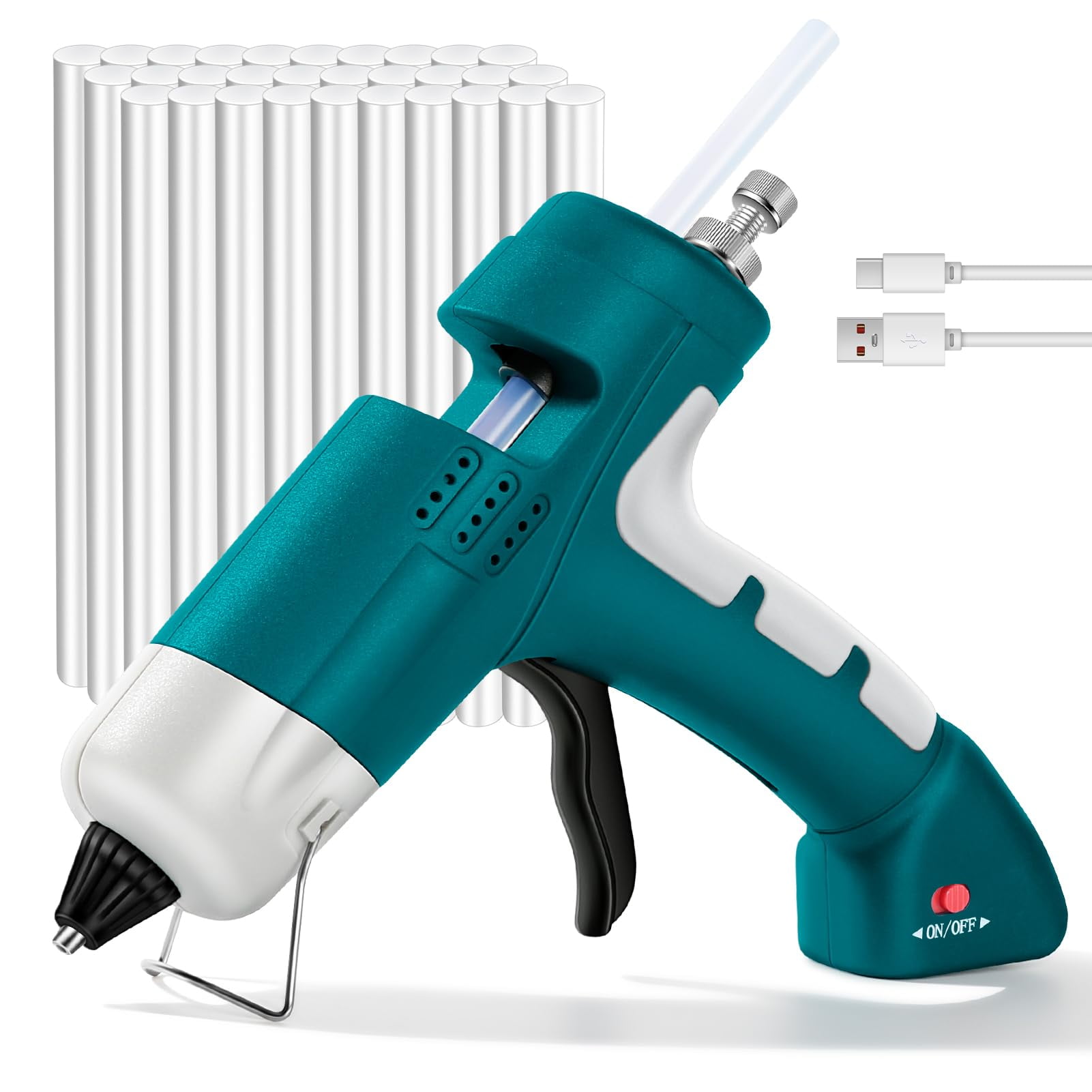 Cordless Hot Glue Gun,20W Hot Glue Gun with 30 Glue Sticks & 2600mAh ...