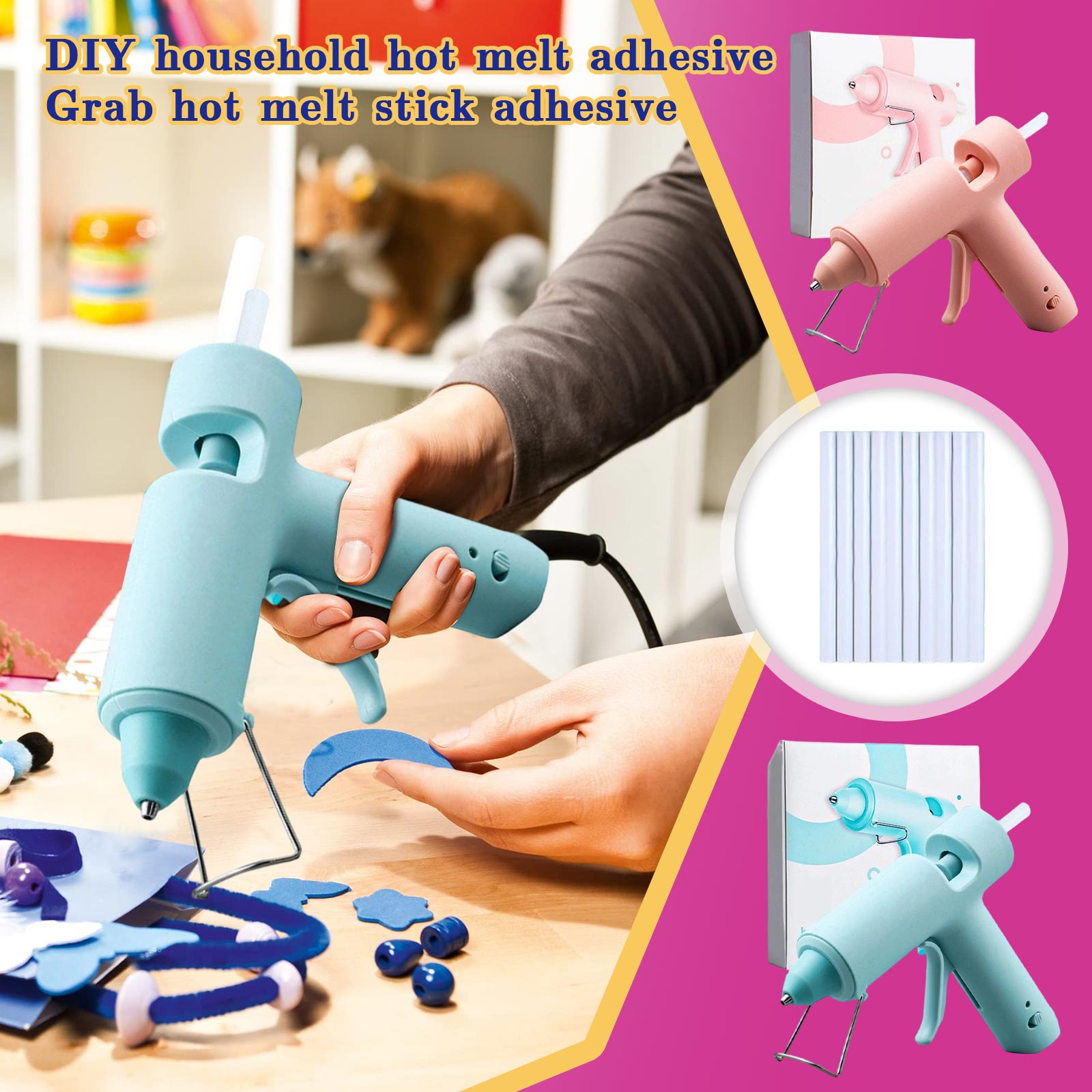 Cordless Hot Glue Gun, Fast Preheating with 2000mAh Built-in Battery ...