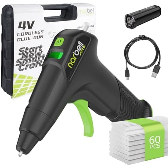 Cordless Hot Glue Gun Kit with 60 Pcs Sticks, 12s Preheating, Anti-Drip ...