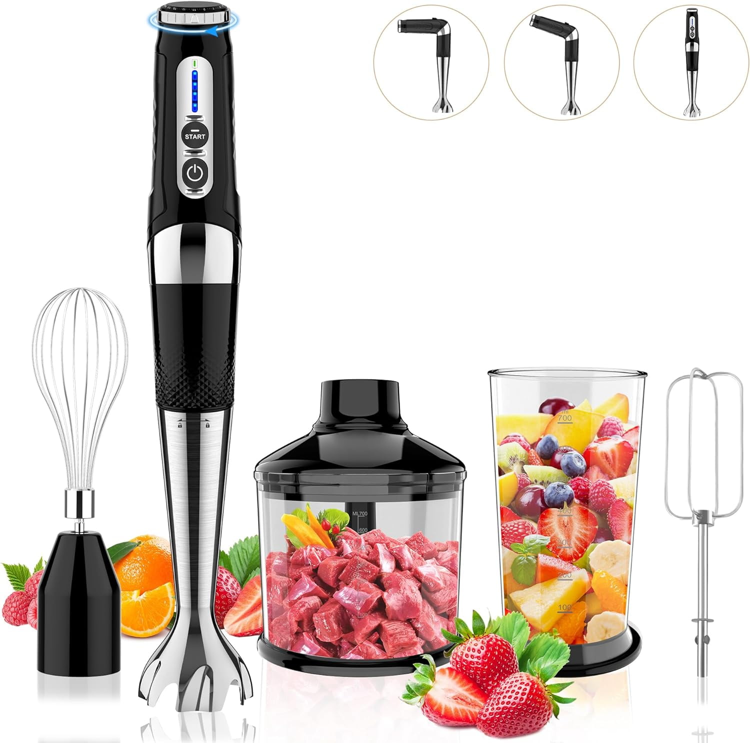 Cordless Immersion Blender: 4-in-1 Rechargeable Electric Hand Blender ...